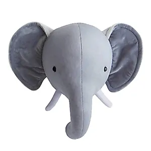 Yinuoday Wall Decor, Animal Head Wall Hanging for Baby Nursery Decor Elephant/Deer Head/Rabbit Stuffed Toys Gifts for Kids Bedroom or Playroom