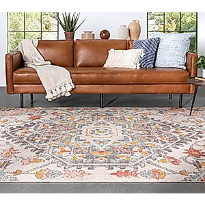 Well Woven Mystic Gwendolyn Blush Bohemian Floral 3'11" x 5'3" Distressed Area Rug