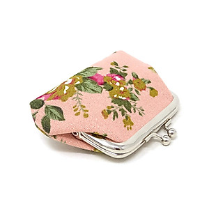 Honbay 4PCS Canvas Floral Rose Flower Coin Purse Kiss Lock Change Purse Vintage Trinkets Pouch Small Women Wallet Clutch Purse