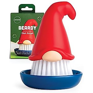 New!! Beardy Dish Brush by Ototo - Dish Scrub Brush, Gnome Gifts, Gnomes, Quirky Gifts, Dish Brush, Cute Kitchen Accessories, Funny Kitchen Gadgets, Vegetable Brush, Cute and Useful Gifts for women