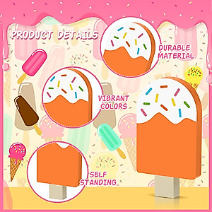 6 Pcs Summer Tiered Tray Decor Hawaii Ice Cream Tiered Tray Decor Summer Wooden Table Decorations Ice Cream Tray Decor Summer Table Signs for Kitchen Home Summer Party Home Supplies