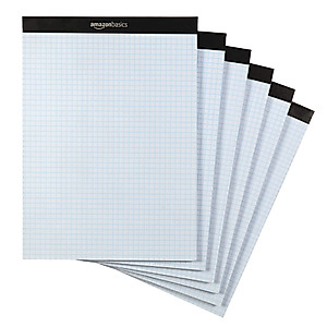 Amazon Basics Quad Ruled Graph Paper Pad, Letter Size 8.5 x 11-Inch, 100 sheets per pad, 6-Pack
