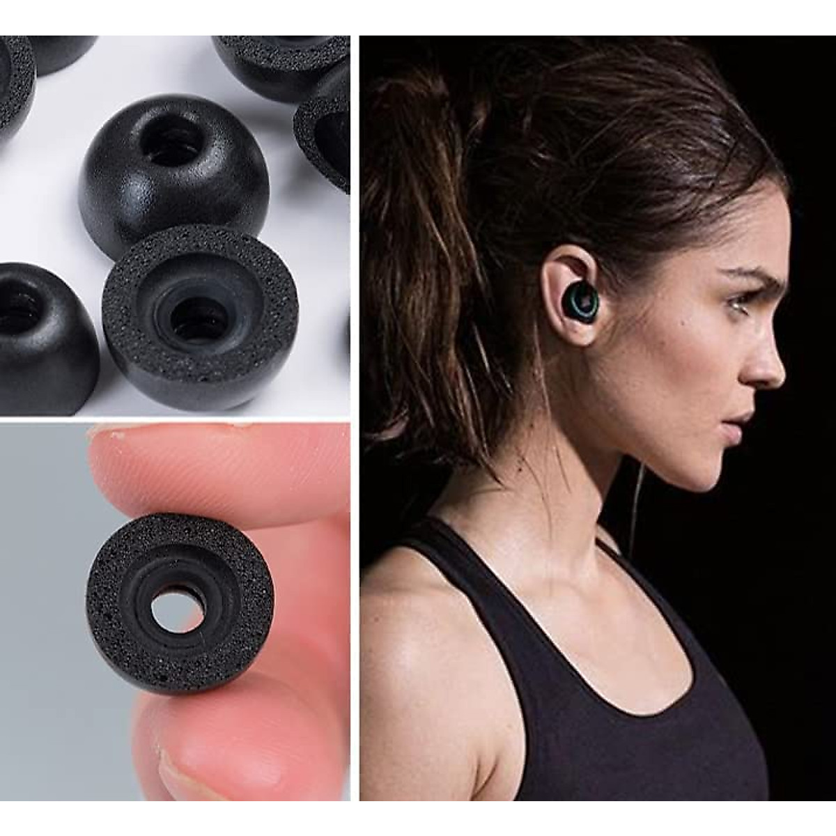 Zotech 6 Pair Replacement Memory Foam and Silicone Ear Tips for Sony WF-1000XM4 / WF-1000XM3 and Jabra Elite Active 65t, 75t, 85t with Storage Box (S/M/L, Black)