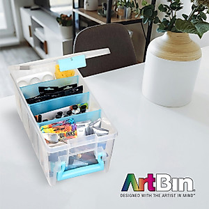 ArtBin Semi Satchel Portable Craft Organizer with 3 Dividers - Clear Plastic Storage Case for Art & Craft Supplies