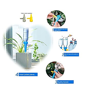 Automatic Irrigation Equipment Plant Water with Slow Release Control Valve, Adjustable Water Volume Drip System for Home and Vacation Plant Watering-12PCS Plant Self Watering Devices 3 Garden Shovels