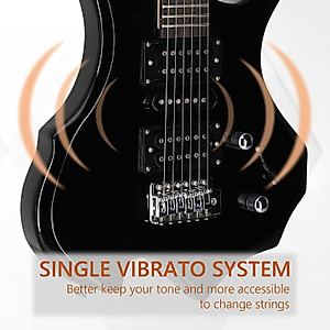 Ktaxon Solid Body Electric Guitar, 36" Flame Design Electric Guitars Kit with Portable Bag, Adjustable Shoulder Strap, Amp Wire, Tremolo Arm, Plectrum, and Wrench Tool (Black)