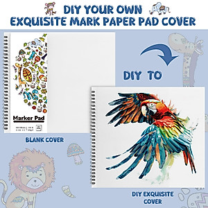 135lb/200gsm Marker Paper Pad, 8.3×8.9in Double Sided Bleedproof Sketch Pad, 30 Sheets Art Paper Spiral Sketchbook, Smooth Alcohol Marker Paper Painting Coloring Paper for DIY, Christmas Gifts