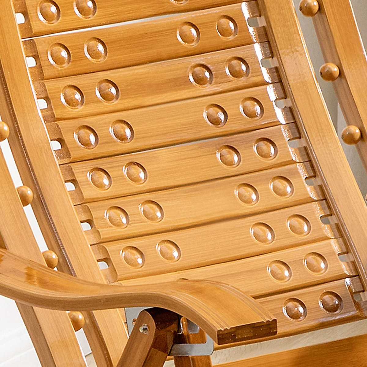 Lounge Chair, Zero Gravity Chair Folding Chairs, Reclining, Garden Rocking Chair Multifunctional Nap Chair, with Foot Massage Wheel Bamboo Lounge Chair