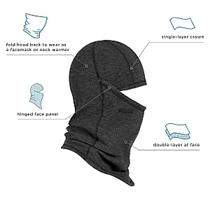 Turtle Fur Luxe Quantum Balaclava Face Mask Hood Neck Warmer, Black