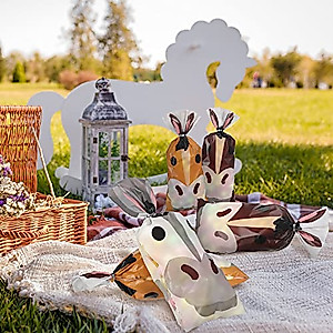 150 Pcs Horse Party Favor Bags Horse Candy Treat Bags Cellophane Bags Party Goody Favors with 200 Silver Twist Ties for Horse Party Favors Western Cowboy, Cowgirl and Farm Birthday Party Supplies