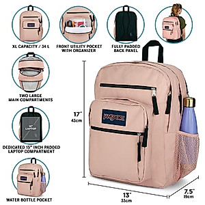 JanSport Big Laptop Backpack Navy - Computer Bag with 2 Compartments, Ergonomic Shoulder Straps, 15” Laptop Sleeve, Haul Handle - Book Rucksack