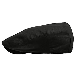 Men's Linen Flat Ivy Gatsby Summer Newsboy Hats (Black, LXL)