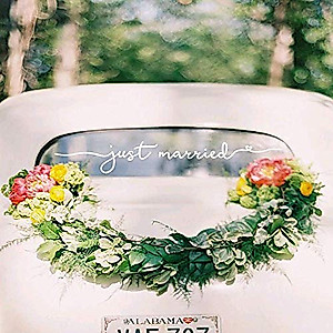 Just Married Vinyl Decal Wedding Decor Wedding Car Sign 28x4 inch