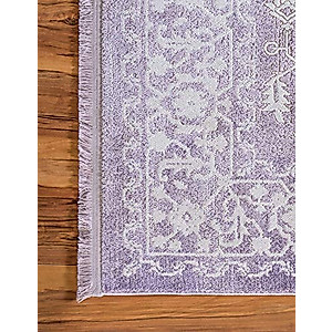 Unique Loom Traditional Classic Intricate Design Distressed Vintage Detail, Area Rug, 4 ft x 6 ft, Purple/Ivory