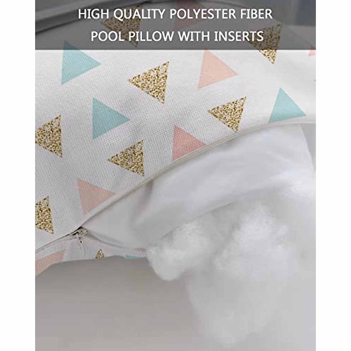 Recliner Head Pillow Ledge Loungers Chair Pillows with Insert Cartoon Triangles Patterns Blue Pink and Yellow Colors Lumbar Pillow with Adjustable Strap Patio Garden Cushion for Bench Couch, 2 PCS