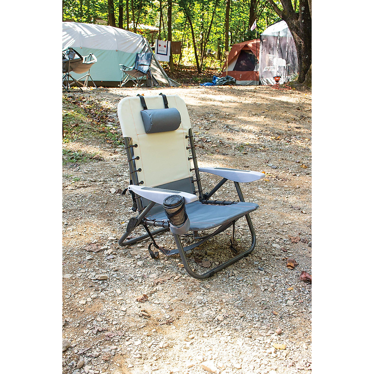 Arrow Storage Products 4-Position Lace-up Suspension Removable Backpack Bag Camp Chair, 11", Slate/Putty