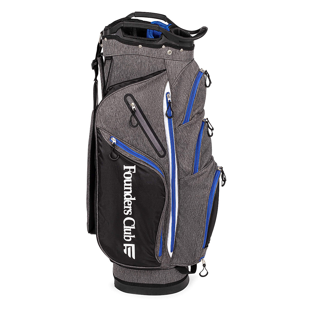 Founders Club Franklin Golf Push Cart Bag -Riding -Full Rain Cover -Secure Base -Light Weight -15 Way Full Length Divider-External Putter Tube-Embroidery Panel (Blue)