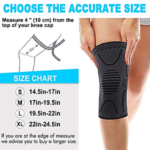 Double Couple 2 Pack Copper Knee Brace Knee Compression Sleeve Support for Men Women Knee Pain Working Out Running Sport Arthritis