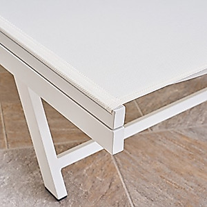 Christopher Knight Home Simon Outdoor Aluminum and Mesh Chaise Lounge, White/White