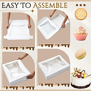 Lincia 30 Pcs White 19 x 14 x 4 Inches Cake Boxes Large Window Bakery Cake Box Rectangle Cardboard Sheet Cake Box Bakery Take out Containers for Pastries Muffins Pies Chocolate Covered Strawberries