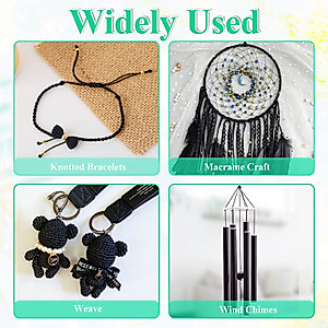Black Nylon String, Anezus 0.8mm Nylon Thread Chinese Knotting Cord Tarred Twine Outdoor String for Braided Bracelets, Beading, Necklaces, Macrame Craft, Wind Chime, Blinds, Jewelry Making
