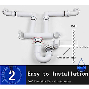 Talea Double Kitchen Sinks Drain Pipe Kit Drain Pipe Rear Hard Tube