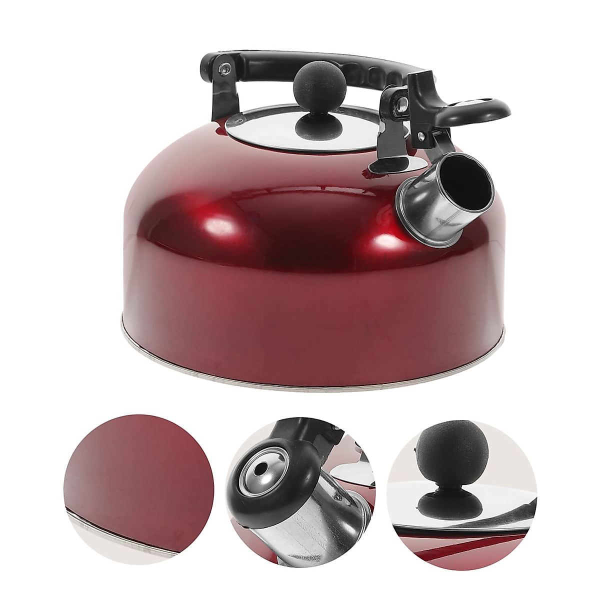 PRETYZOOM Whistling Buzzing Kettle Japanese Tea Kettle Stovetop Teapot Japanese Hemispherical Stove Teapots Espresso Machines Metal Large Teapot Red Classic Stainless Steel Blooming