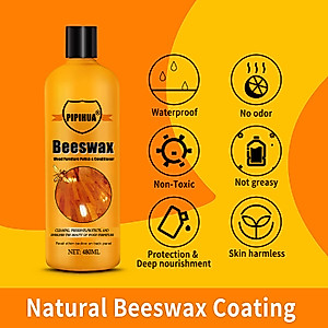 PIPIHUA Beeswax Furniture Wood Polish & Conditioner-Wood Seasoning Beeswax Oil for Wood Cleaner and Polish Furniture, 16.23 Fl Oz