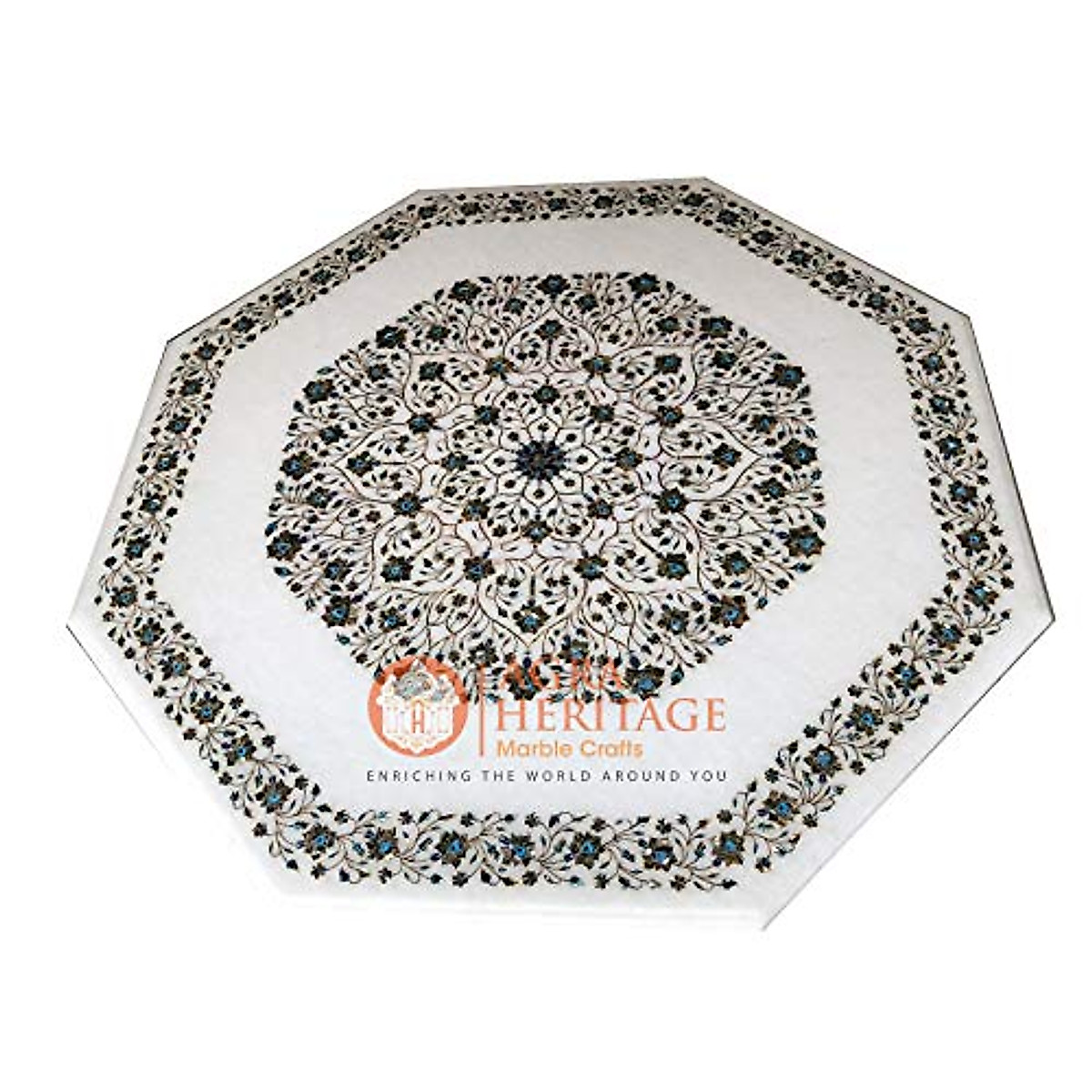 Marble Dining Center Table Top With Stand Pauashell Turquoise Inlay Garden Home Decor