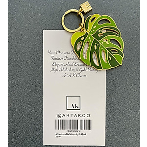 ArtAK Plant Keychains for Women Cute Keychain Key Chain Plant Lover Gifts Plant Lady (Gold Monstera)