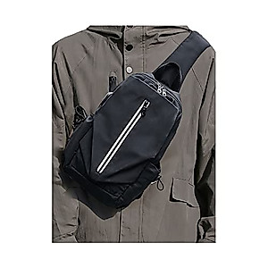 SEAFEW Small Black Tactical Sling Crossbody Backpack Shoulder Bag for Men Women, Lightweight One Strap Backpack Sling Bag Backpack for Hiking Walking Biking Travel Cycling USB Charger Port-Nylon