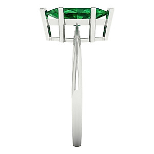 Clara Pucci 1.50 ct Marquise Cut Solitaire Simulated Emerald Engagement Wedding Bridal Promise Anniversary Ring 18K White Gold Size 7.25
