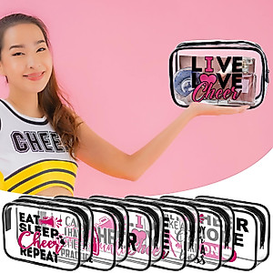 Abbylike 12 Pcs 7 x 4.7 x 2.4'' Cosmetic Bag Gifts Accessories for Makeup Bags PVC Cheer Case Clear Toiletry Zipper Pouch for Women Christmas Xmas