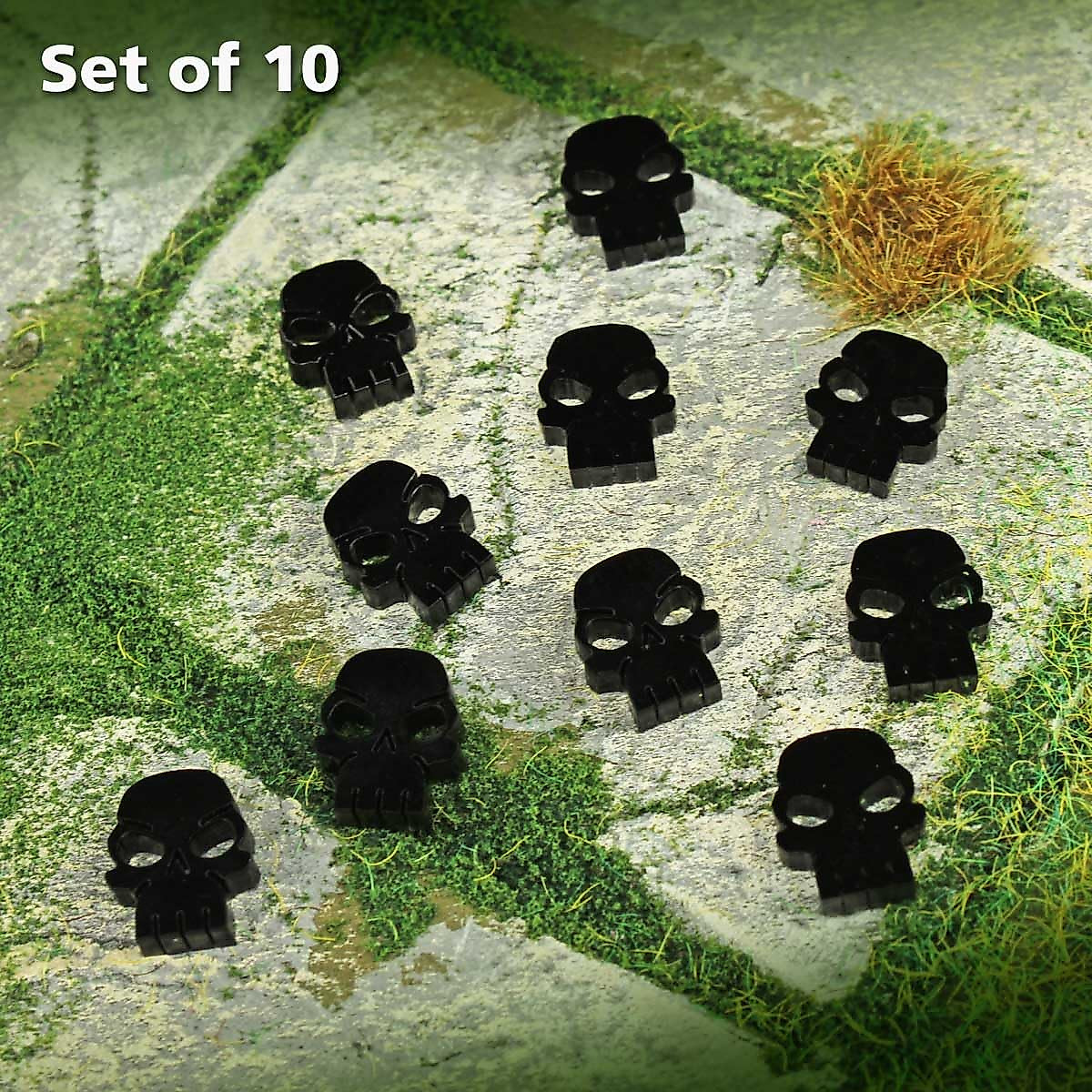 LITKO Mini Skulls | Tiny Skull | Wound | Casualty | Death | Board Game | Role Play Game | Miniature Wargames | Compatible with Dungeons & Dragons, 40K (Black)