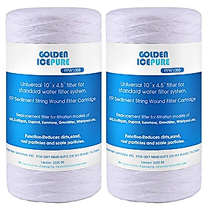 GOLDEN ICEPURE 5 Micron 10”4.5'' Whole House Sediment String Wound Water Filter Replacement filter for 84637, WPX5BB97P, PC10, 355214-45, 355215-45, WP10BB97P, WP5BB97P, 2PACK