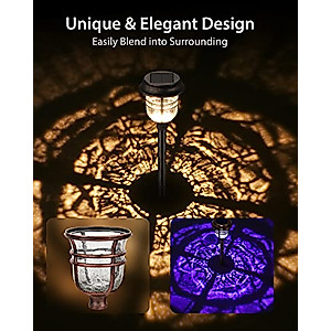 XMCOSY+ Solar Pathway Lights Outdoor, 6 Pack RGBW Solar Outdoor Lights, Auto On/Off IP65 Solar Lights Outdoor Waterproof, LED Solar Garden Lights Outdoor for Landscape Patio Lawn Driveway & Walkway