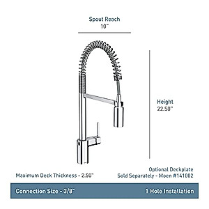 Moen Align Spot Resist Stainless Steel Motionsense Wave Sensor Touchless One-Handle High Arc Spring Pre-Rinse Pulldown Kitchen Faucet with Sprayer, 5923EWSRS