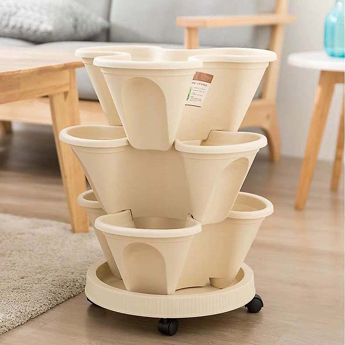 Wgwioo Stackable Planter Vertical Garden, Multi-Layer Combined Resin Three-Dimensional Flower Pot, Indoor/Outdoor Gardening Tower, Vertical Planter,B