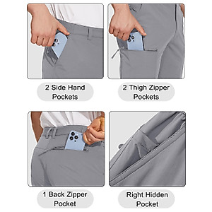 MAGCOMSEN Summer Pants for Men Hiking Water Resistant Lightweight Fishing Camping Pants Light Grey