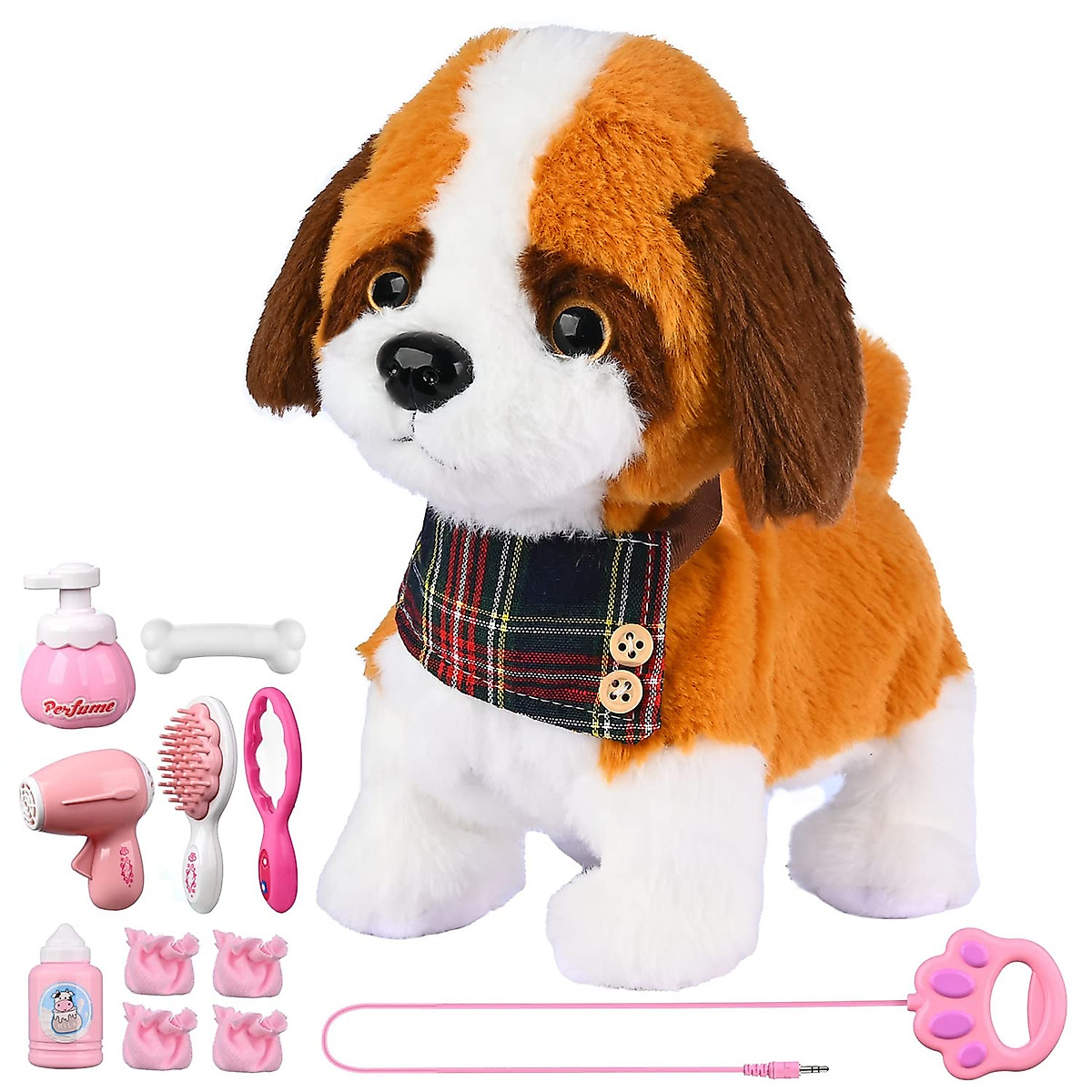 Remote Control Electronic Plush Puppy Toy Pet for Girls Kids Interactive Toys, Walks, Barks, Shake Tail, Pretend Dress Up Realistic Stuffed Animal Dog for Age 3 4 5+ Years Old Best Gift (Bichon Frise)