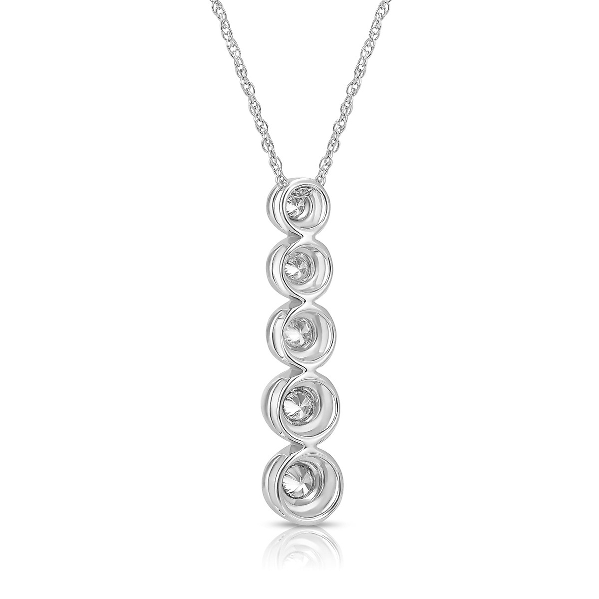 ARAIYA FINE JEWELRY 925 Sterling Silver Round-shape Diamond Journey Pendant Necklace (1/3 cttw, I-J Color, I2-I3 Clarity), 18"
