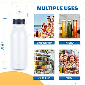 Holotap 42 Pcs 8 OZ Plastic Juice Bottles with Caps, Empty Clear Disposable Bulk Plastic Bottles with White Tamper Evident Caps Lids