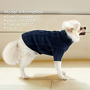 Winter Keep Warm Dog Sweater Cat Coat, Medium Fleece Dog Sweater Puppy Clothes, Classic Turtleneck Pet Outfits Apparel, Navy M