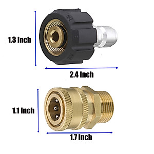 Tool Daily Pressure Washer Adapter Set, Quick Connect Kit, M22 14mm Swivel to M22 Metric Fitting, 5000 PSI