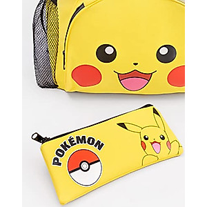Pokemon Pikachu Backpack Set 4 Piece Lunch Box Water Bottle Pencil Case Set Yellow