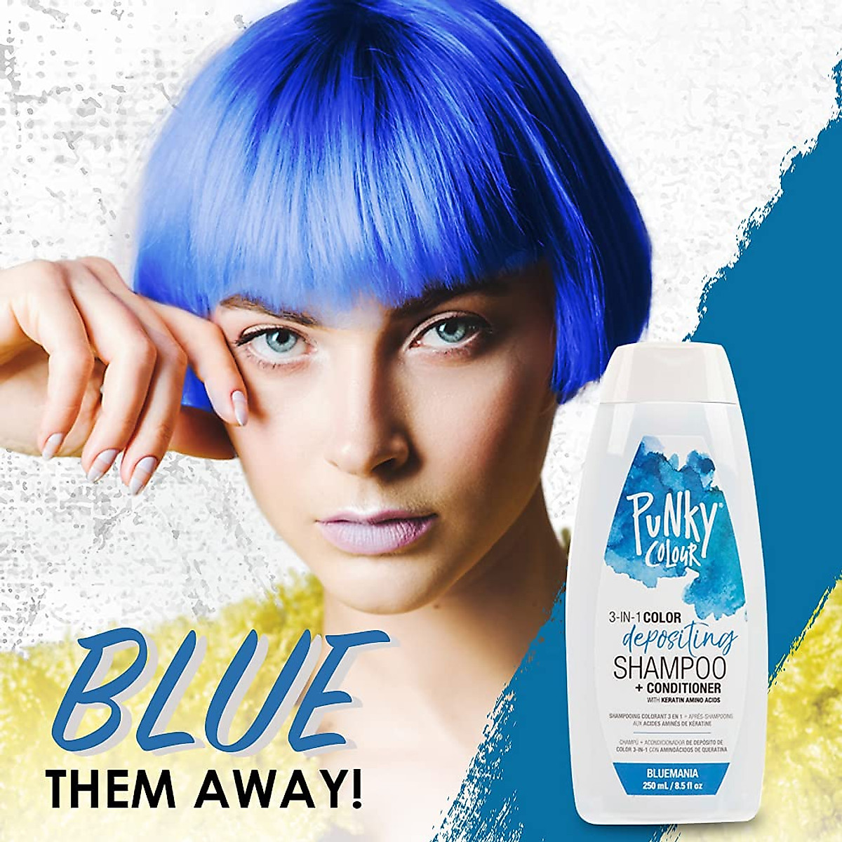 Punky Bluemania 3-in-1 Color Depositing Shampoo & Conditioner with Shea Butter and Pro Vitamin B that helps Nourish and Strengthen Hair, 8.5 oz