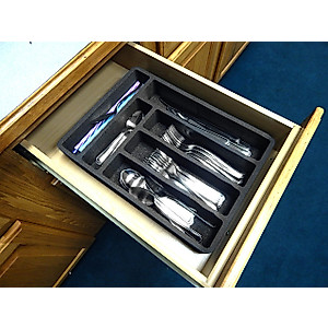 Red Hound Auto Silverware Drawer Organizer 6 Slot Organizational System Utensil Flatware Dividers for Forks Knives RV Non-Slip Tray 15 x 11 x 2.25 Inches Extra Deep Waterproof