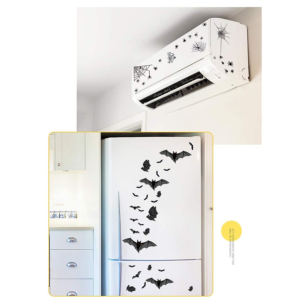 112 PCS Halloween Bat Spider Wall Stickers Decals for Halloween Party Decoration Supplies