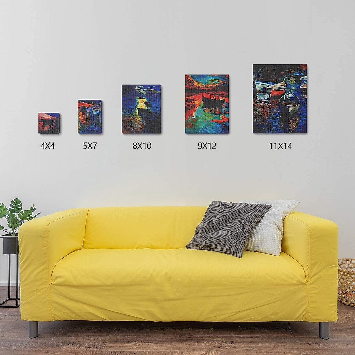 GOTIDEAL Canvases for Painting, 18 Pack Canvas Boards Multipack 4x4", 5x7", 8x10", 9x12",11x14",Primed White Blank Artist Canvas Panels Variety Pack for Acrylic Paint, Oil Paint, Watercolor, Gouache