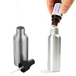 Cheung Constore 120ml 4oz Aluminum Fine Mist Atomizers Spray Bottle Metal Refillable Containers Liquid Storage Pump Vials For Essential Oils,Aromatherapy,Perfumes-2 Pack (Black Sprayer)